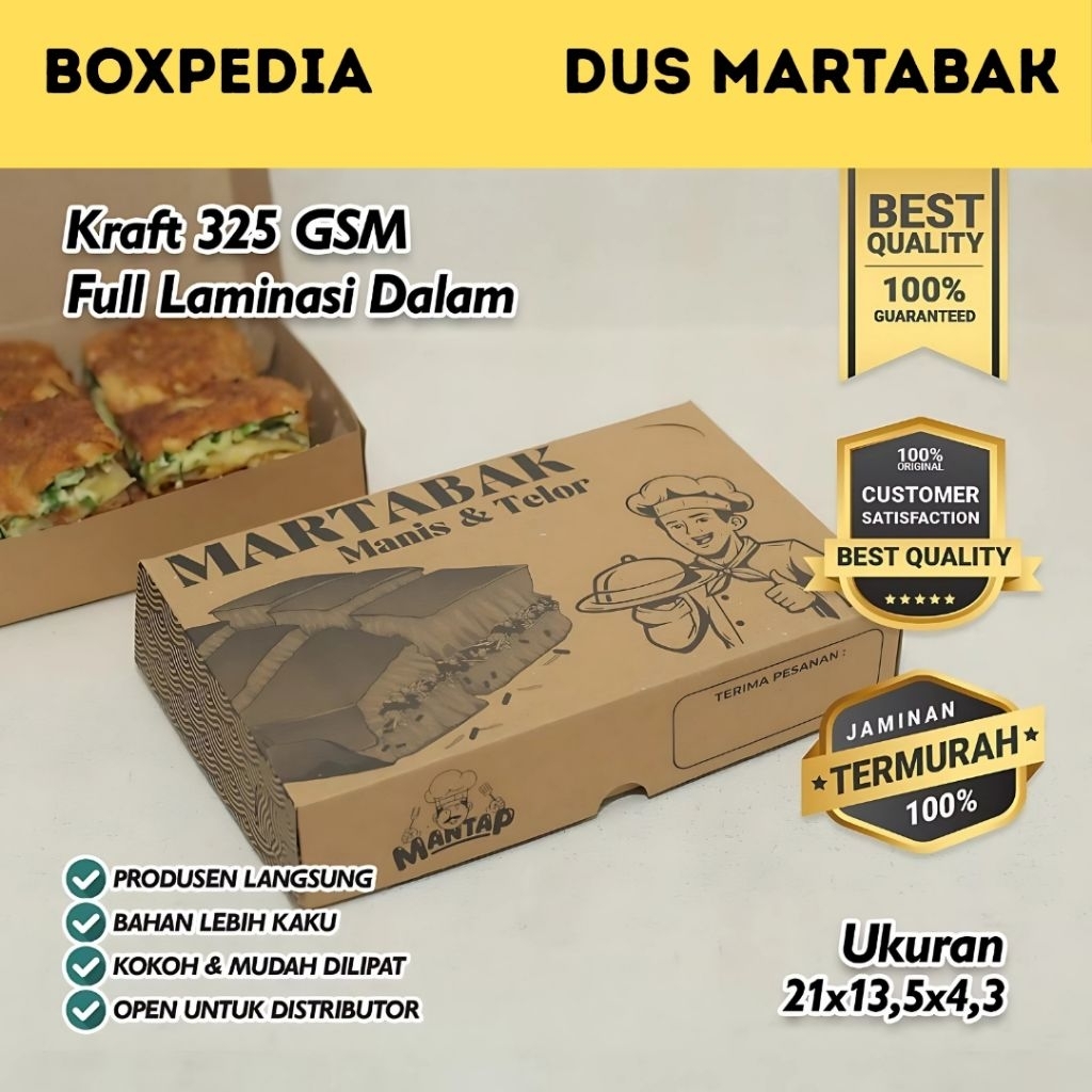 Jual Box Martabak Kraft Sablon 1 Warna Custom Merk Sendiri Minimal ...