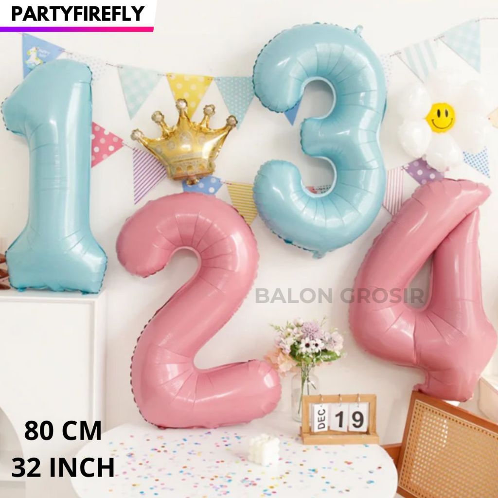 Jual Balon Angka 80cm Pastel/Macaron/Balon Angka Besar 32in/Number Foil ...