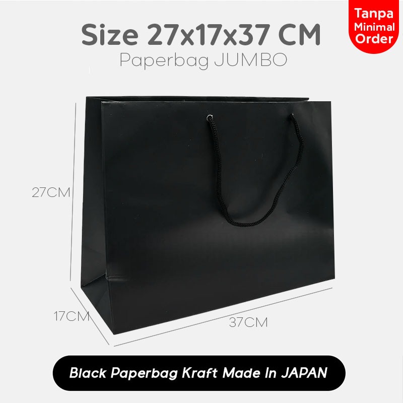 Jual Paper bag hitam box hampers packing olshop 27x17x37cm / Paper bag kado souvenir packaging ...