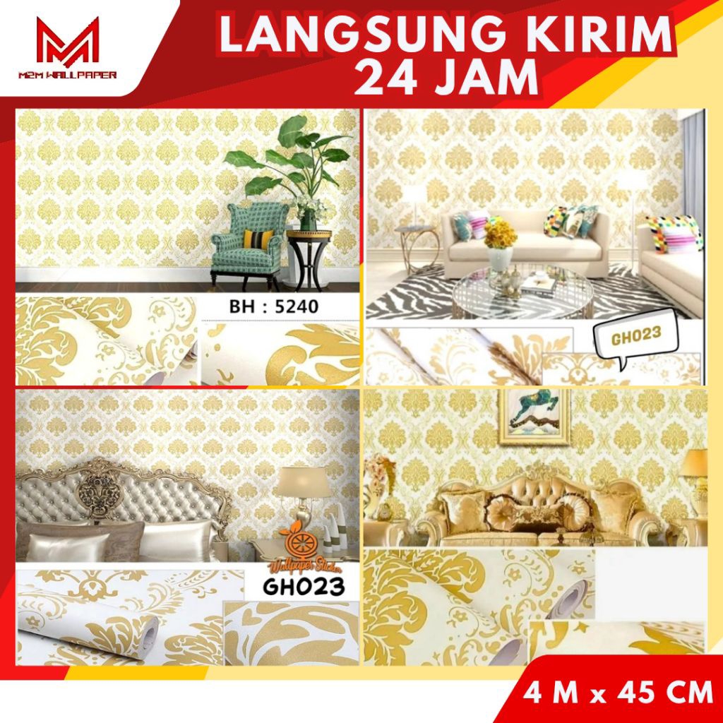 Jual Wallpaper Dinding Motif Batik Kuning [ M2M WALLPAPER ] Wallpaper ...