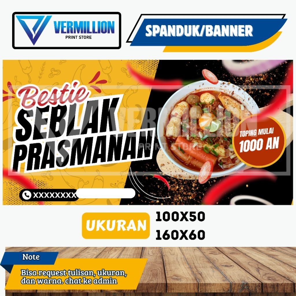 Jual Spanduk banner seblak prasmanan model hitam kuning free desain ...