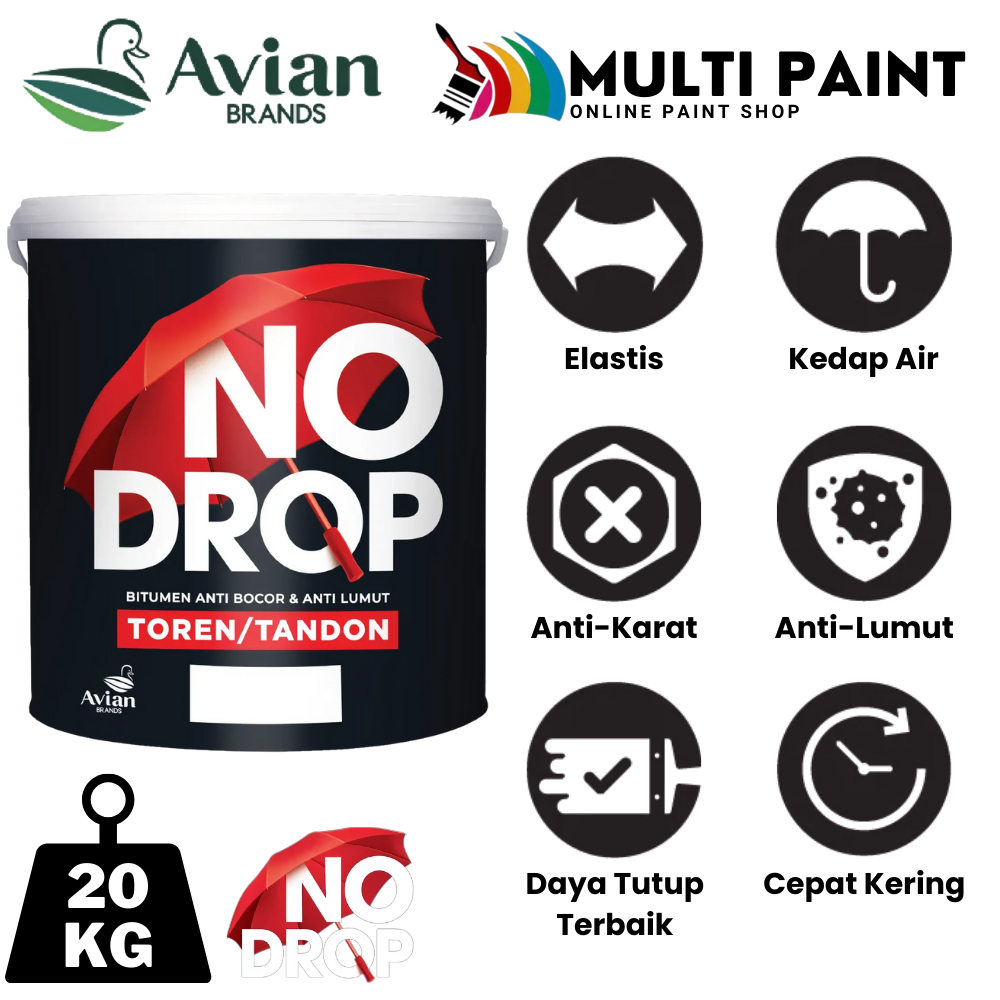Jual AVIAN NO DROP BITUMEN BLACK 20KG NO DROP CAT PELAPIS ANTI BOCOR ...