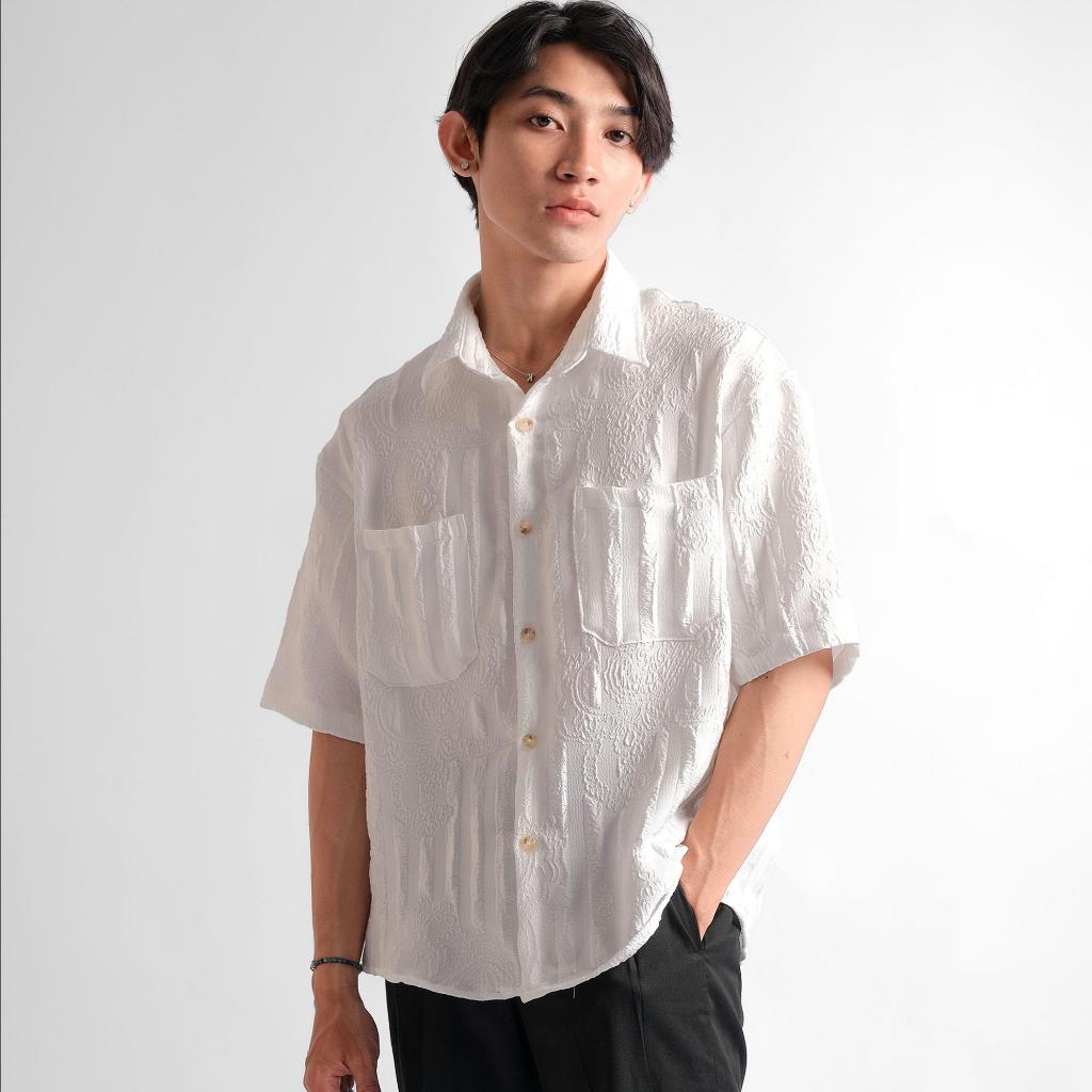 Jual Hamata Studios - Voyage Jacquard Boxy Shirt | Shopee Indonesia