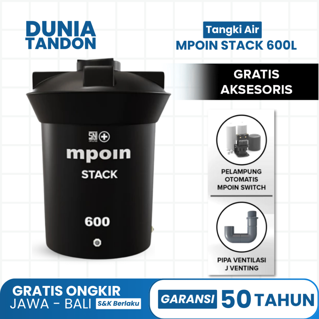Jual Tandon Tangki Toren Air Dunia Tandon Mpoin Stack 600L S600 ...