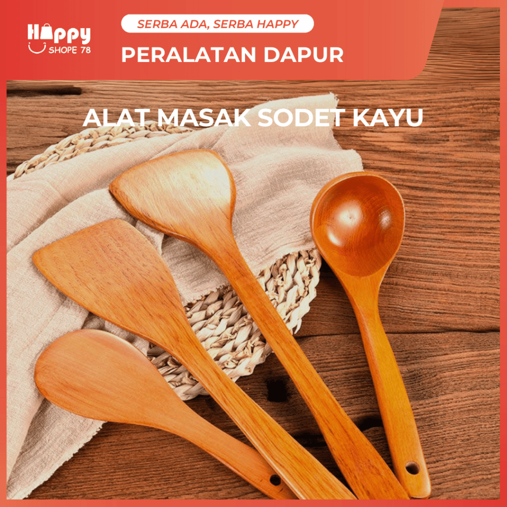 Jual Sutil Kayu Spatula Dapur Food Grade Anti Gores Sodet Centong Nasi ...