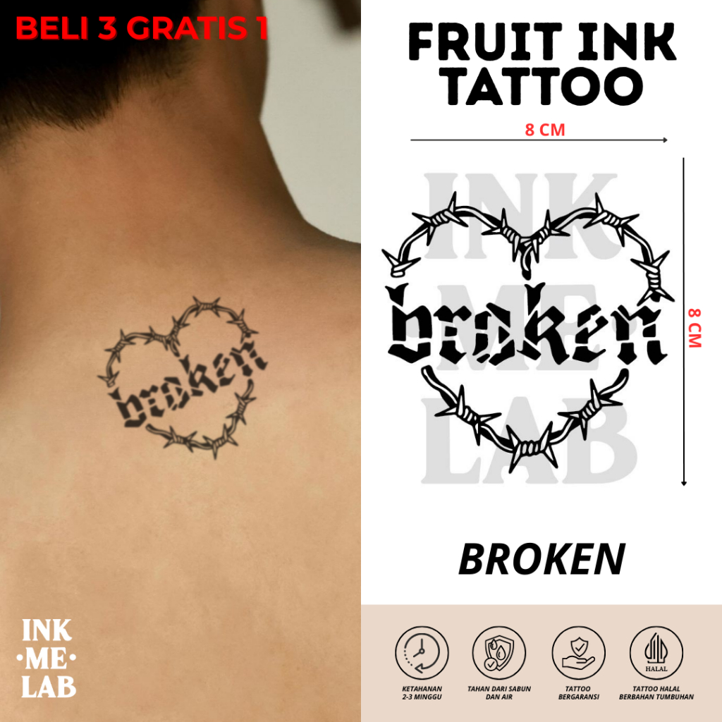 Jual INKMELAB - Broken Fruit Ink Temporary Tattoo 8X8CM - Tato Temporer ...