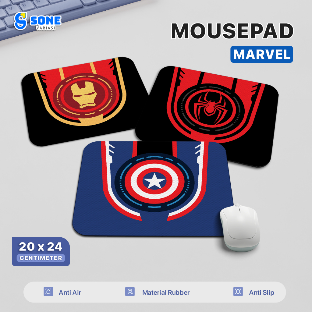 Jual Mouse Pad Karakter Marvel 20x24cm / Alas Mouse Laptop / Mousepad ...
