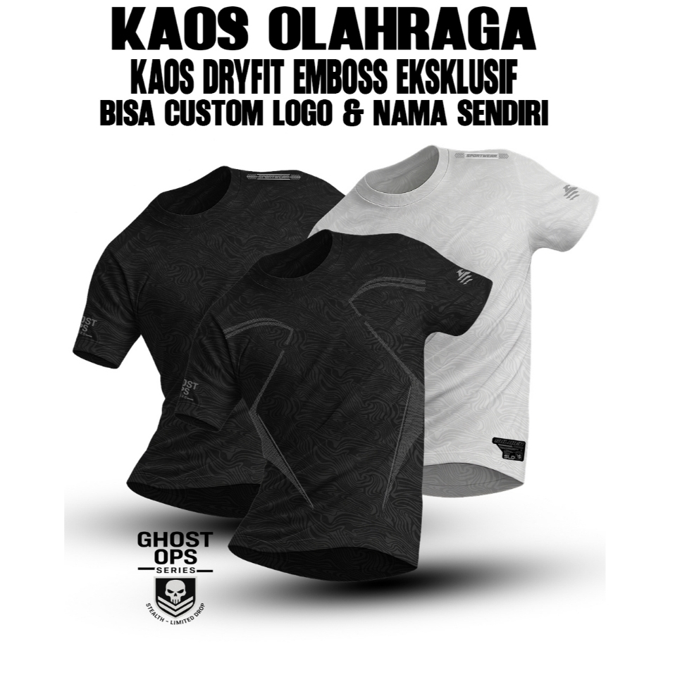 Jual Kaos Dryfit Emboss Hitam Pria – Ghost Ops Series | Bisa Custom ...