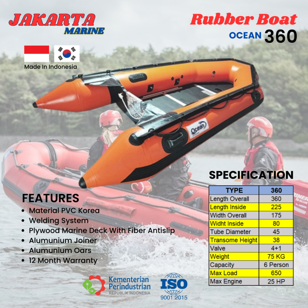 Jual Perahu Karet Rescue Standar BASARNAS/BNPB/BPBD/DAMKAR OCEAN 3.6mtr ...