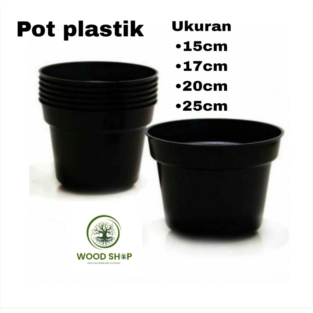 Jual Pot bunga bahan plastik ukuran 15-17-20-25cm | Shopee Indonesia