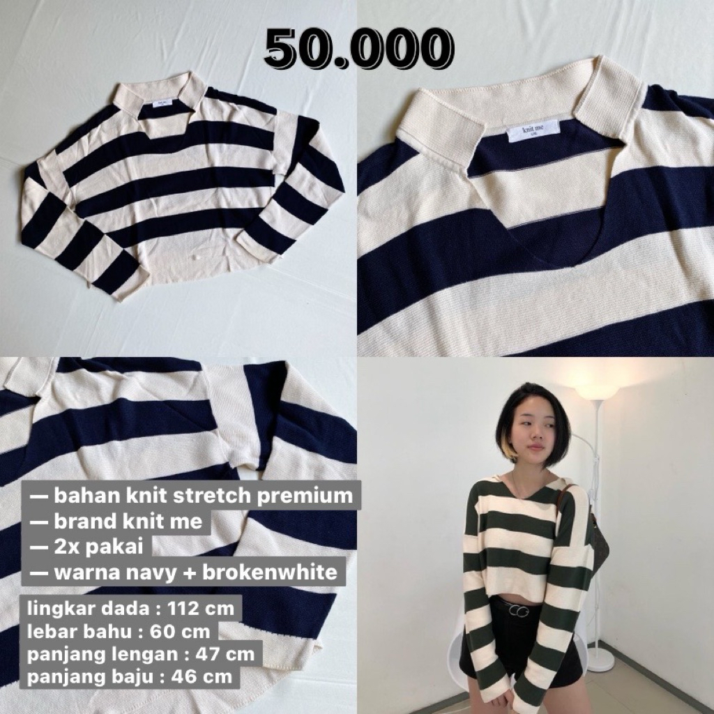 Jual Preloved Baju Atasan Blouse Knit Kemeja Turtle Neck Crop Top ...