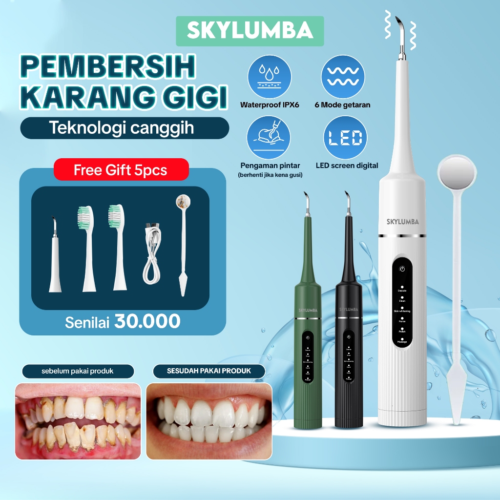 Jual Skylumba Ultrasonic Portable Dental Scaler Pembersih Gigi Elektrik Anti Karang Gigi Aman ...