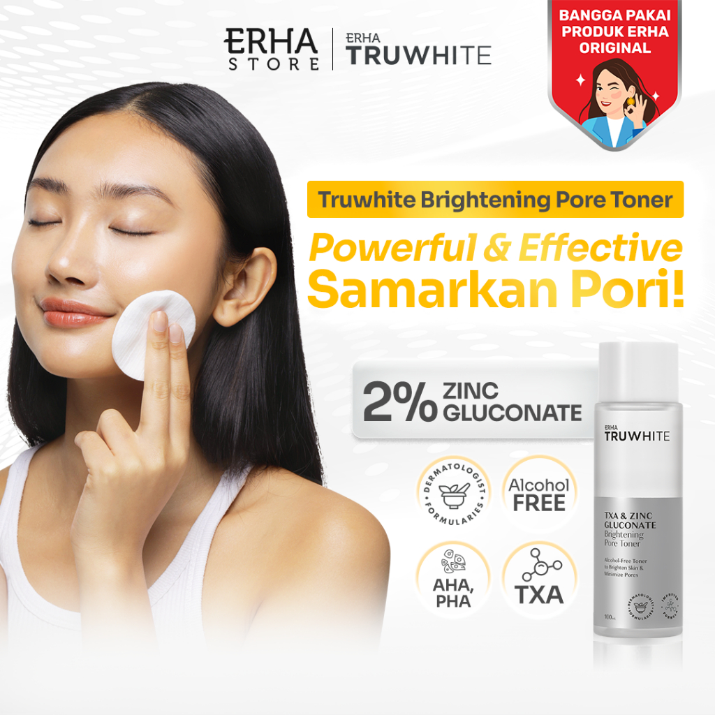 Jual ERHA Truwhite Brightening Pore Toner 100 mL with 2% Zinc Gluconate ...