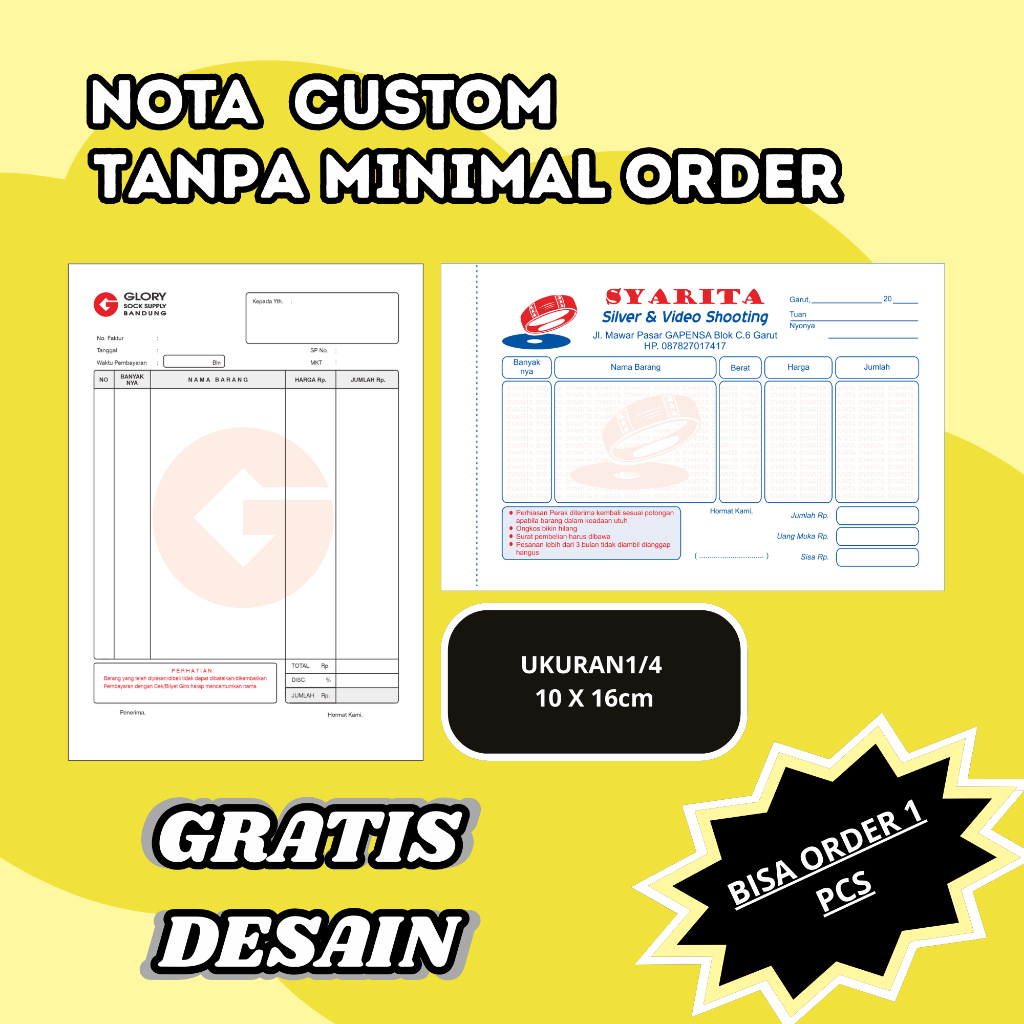 Jual Nota Menu Restoran Rumah Makan Ukuran 7x21 | Nota Menu Custom ...