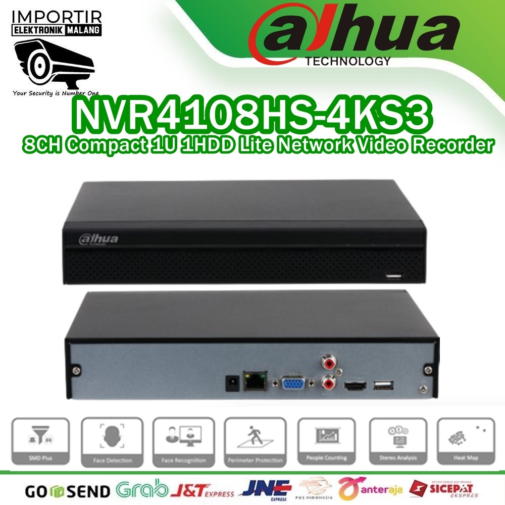 Jual Dahua DHI-NVR4108HS-4KS3 8 Channel NVR Non-PoE 4K 1 SATA H.265 SMD ...
