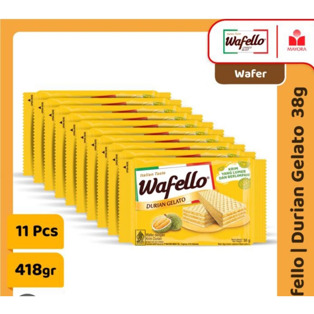 Jual Wafer Wafello Durian Gelato 38 Gram 1 Pack isi 10 Pcs | Shopee ...