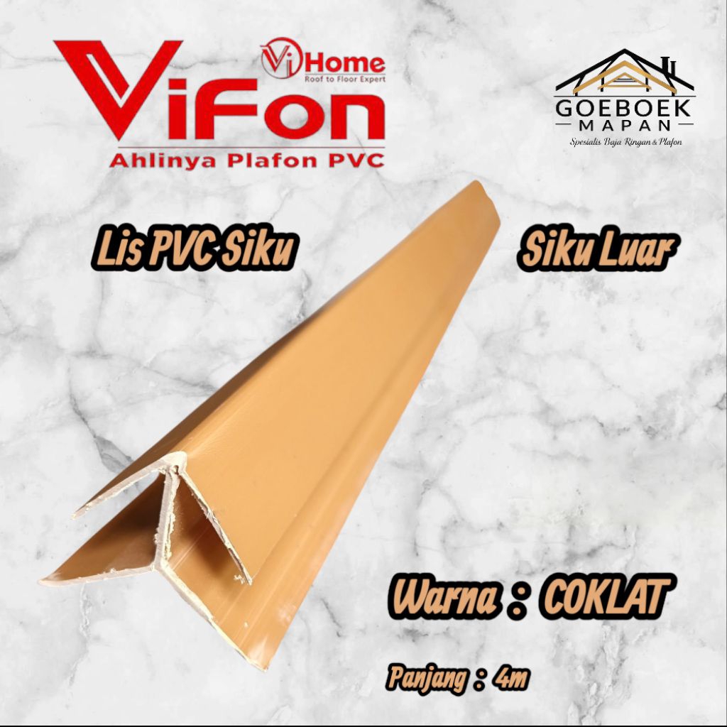 Jual Lis Plafon PVC Vlis Siku Luar Coklat 4m | Shopee Indonesia