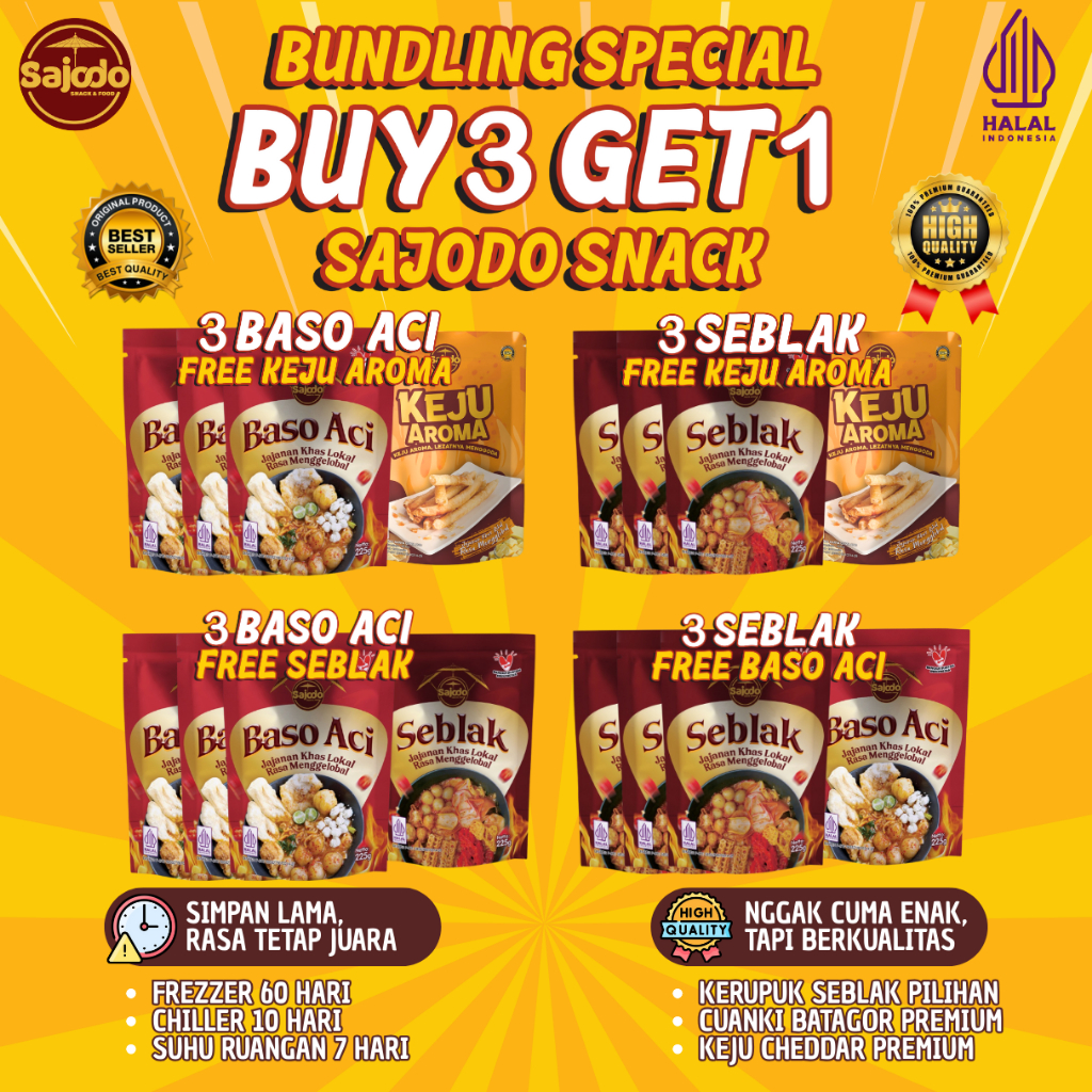 Jual BELI 3 GRATIS 1 (Seblak, Boci,Keju Aroma, Keripik Kaca) - Sajodo ...