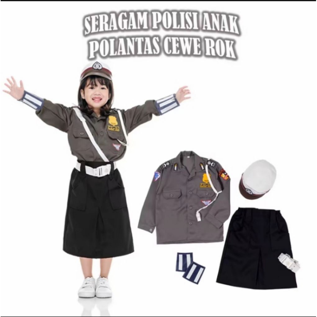 Jual baju seragam POLISI ANAK setalan rok full aksesoris dan seragam AU ...