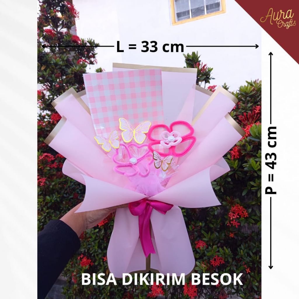 Jual BUKET KUPU-KUPU HOLOGRAM / BUNGA KAWAT BULU / HADIAH KADO WISUDA ...