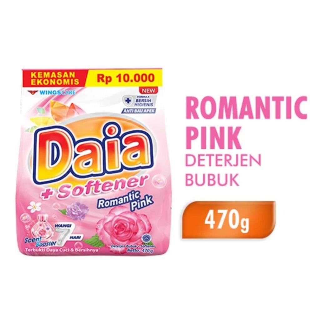 Jual Daia Detergent Bubuk+ Softener Romantic Pink 470g | Shopee Indonesia
