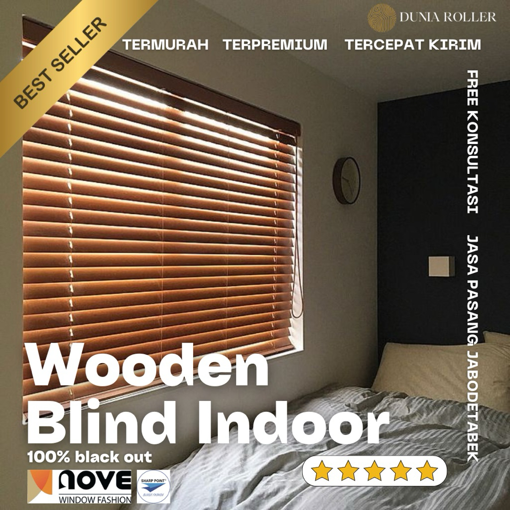 Jual Wooden Blinds / Krey Indoor Kayu Merk SHARP POINT Aesthetic Cozy ...