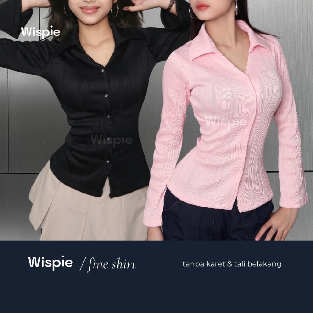 Jual Wispie Fine Shirt | Kemeja Knit Wanita Rajut Fitted Blouse Pink ...