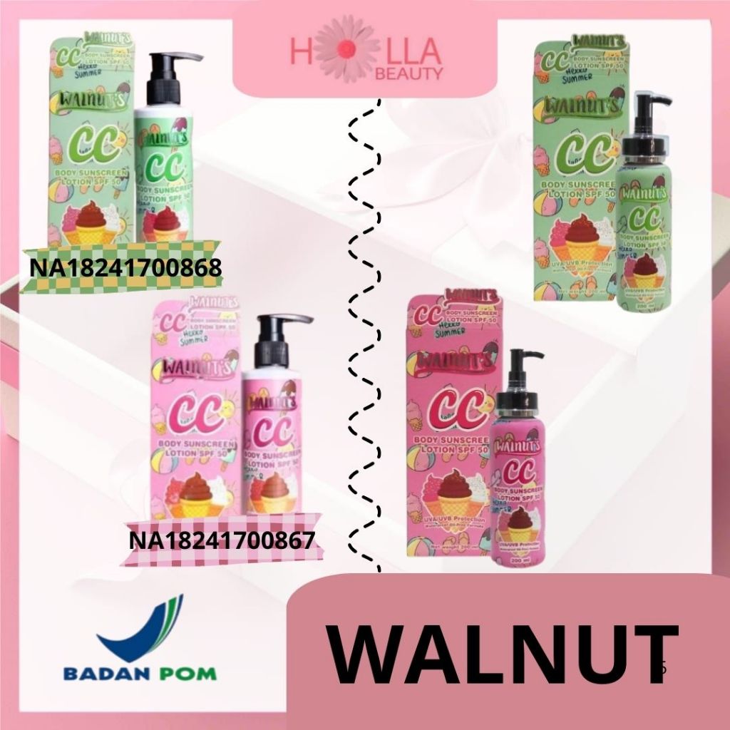 Jual WALNUTS CC Body Sunscreen Lotion SPF 50 Thailand /SUNSCREEN/ UVA ...