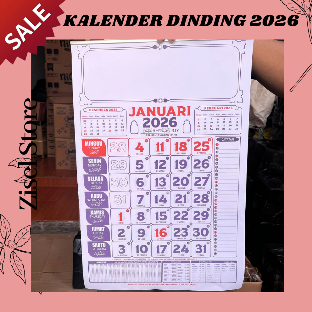 Jual KALENDER DINDING 2026 KALENDER MASEHI 2026 ISI 12 BULAN JUMBO | Shopee Indonesia