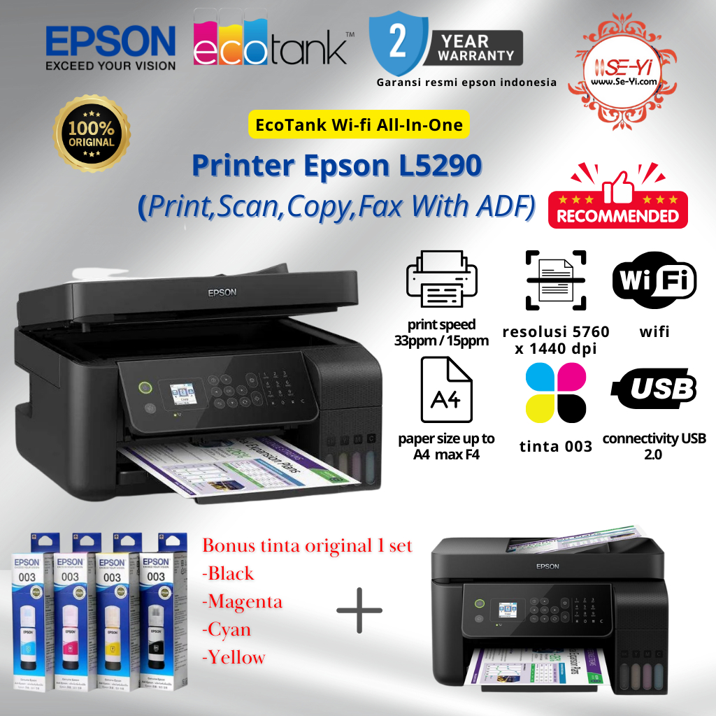 Jual Printer Epson L5290 Print Scan Copy Fax Wifi with ADF/ Pengganti ...