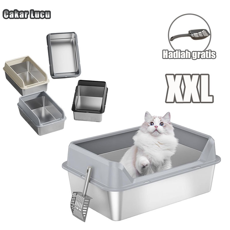 Jual Termasuk sekop kucing Tempat Pasir Kucing Stainless Steel Jumbo ...