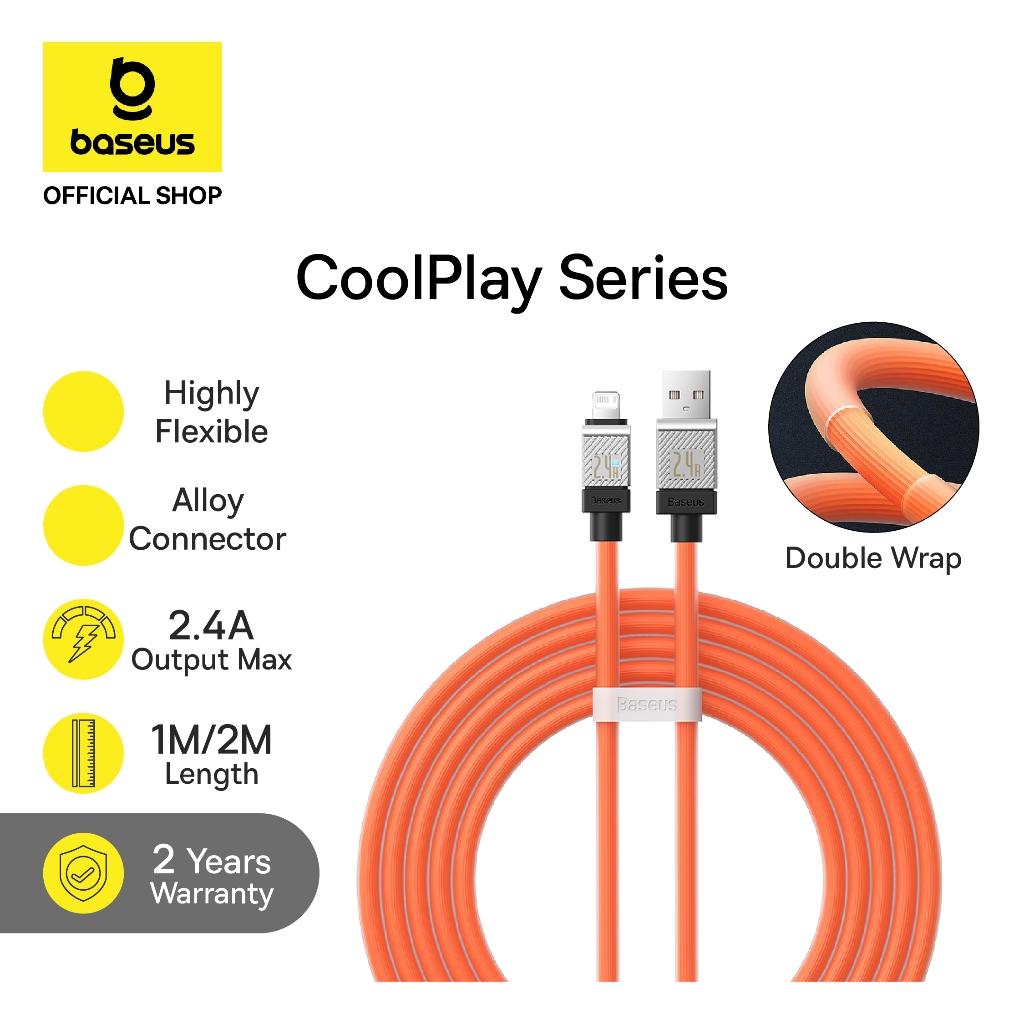 Jual Baseus CoolPlay Series Fast Charging Cable USB to iP 2.4A | Shopee ...