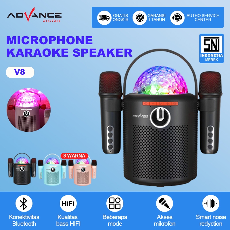 Jual Advance speaker karaoke mini V8 speaker bluetooth speaker karaoke ...