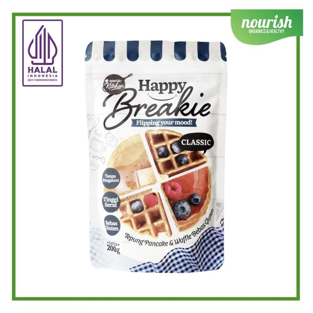 Jual Happy Breakie Gluten Free Pancake & Waffle Mix - Classic 200gr ...