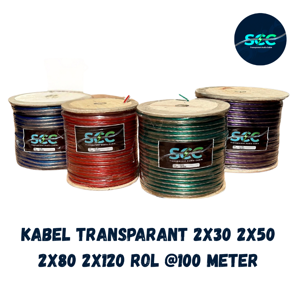 Jual KABEL SCC TRANSPARAN KABEL AUDIO 2X30 2X50 2X80 2X120 100M +BOBIN ...