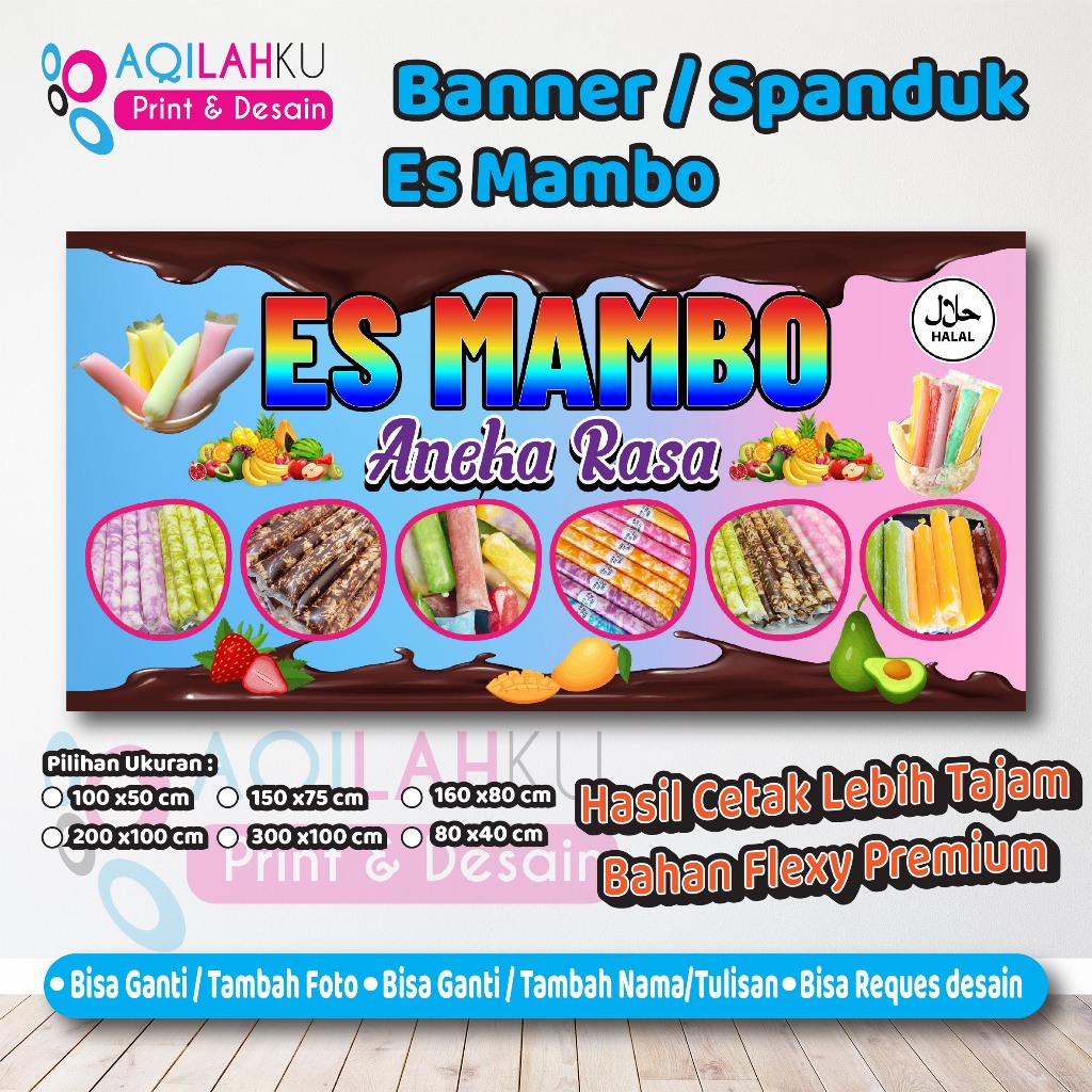 Jual Spanduk Banner Es Mambo Viral Ukuran 100 cm x 50 cm Bisa custom ...