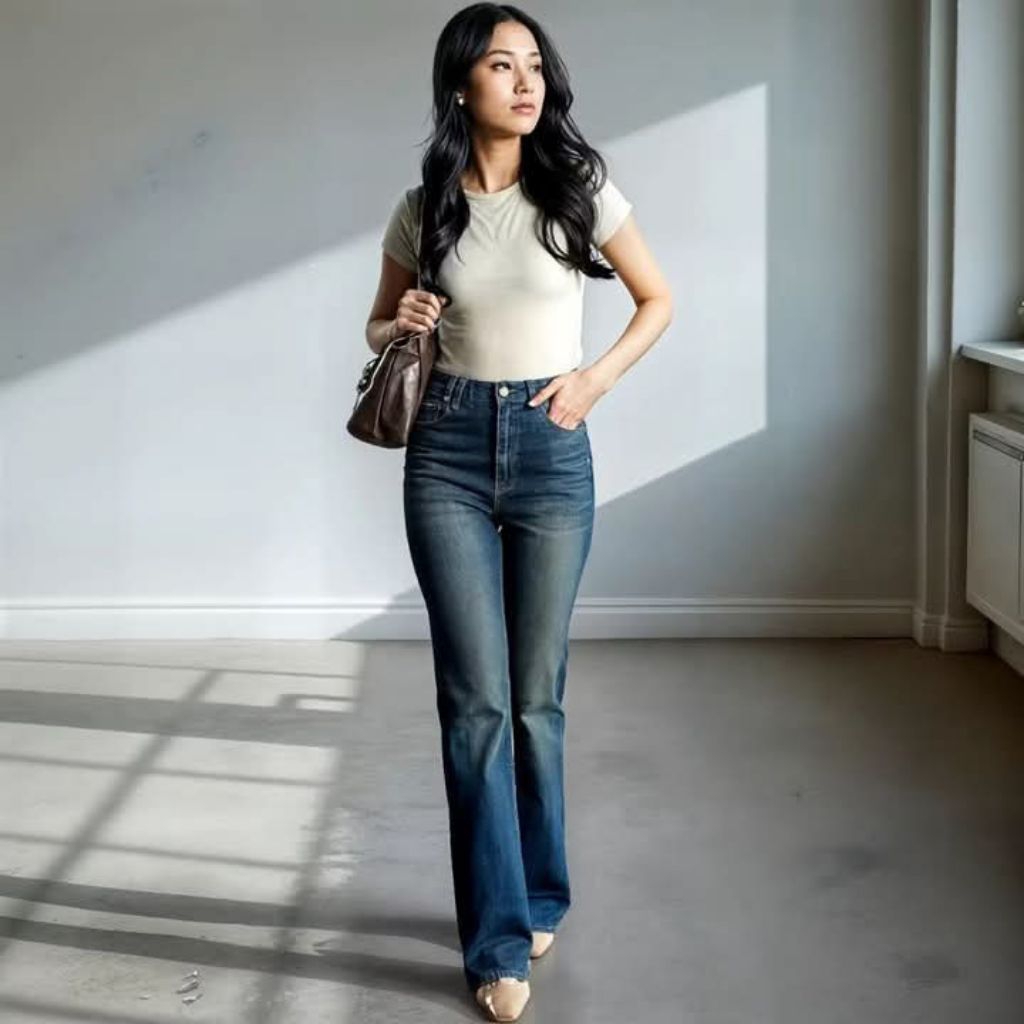 Jual highwaisht celana panjang jeans cutbray RETRO/ celana panjang ...