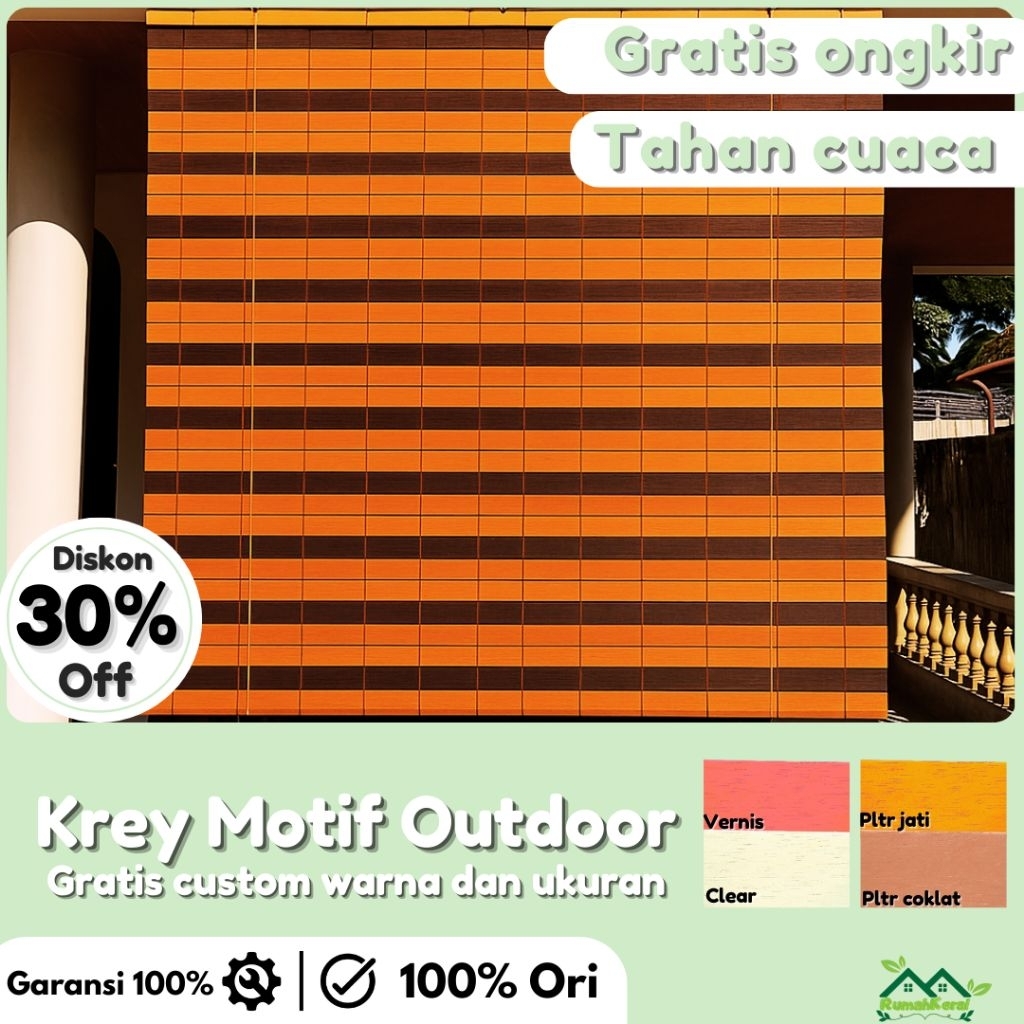 Jual Kerey Tirai Outdoor Ukuran 2m/2,5m/3m Bahan Premium Kayu PVC Tahan ...