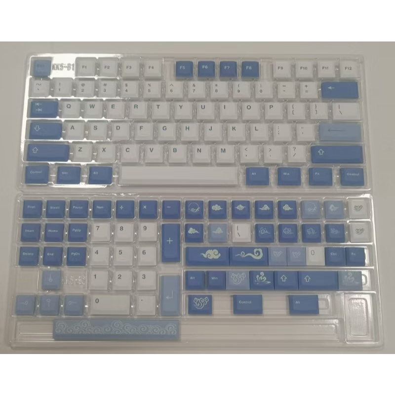 Jual Low Profile White Blue Cloud keycaps PBT Dye Sub Ultra Slim keycap ...