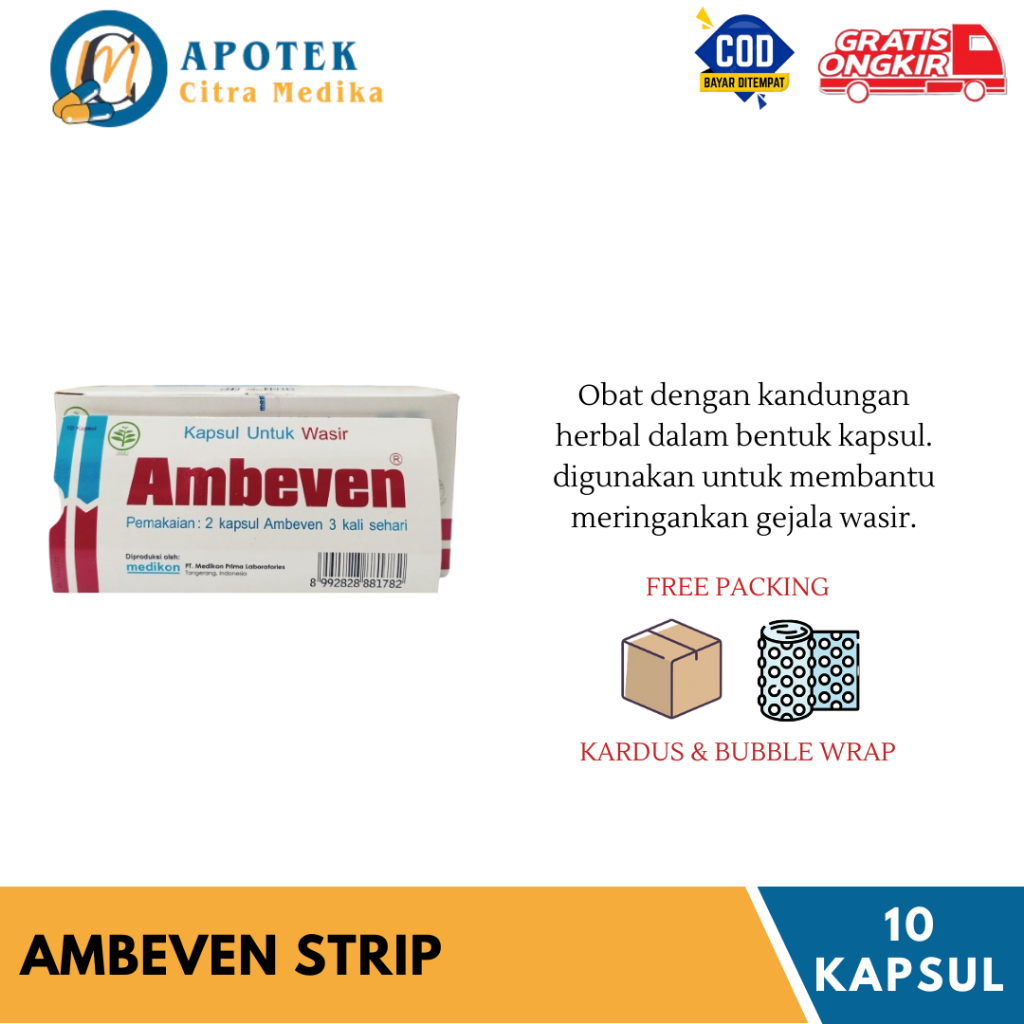 Jual AMBEVEN (1 STRIP ISI 10 KAPSUL) - MEMBANTU MENGATASI WASIR/AMBEIEN ...