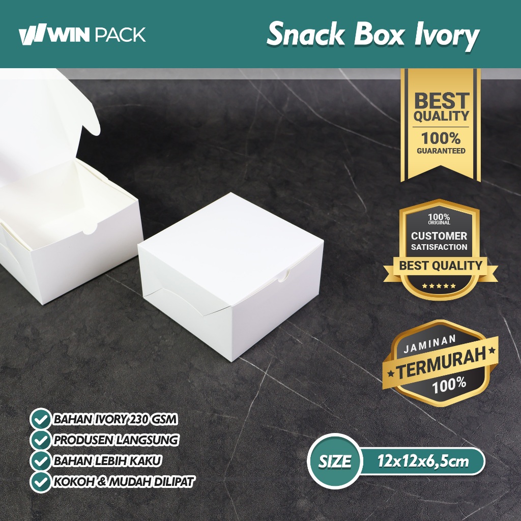 Jual Isi 25 Pcs Snack Box 12x12 | Dus Kue 12x12 | Kotak Kue | Ivory ...