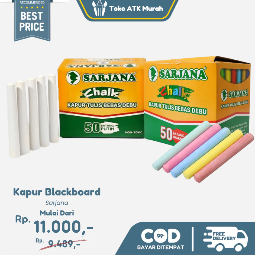 Jual Kapur Papan Tulis Blackboard Sarjana Warna Color Chalk / Sarjana ...