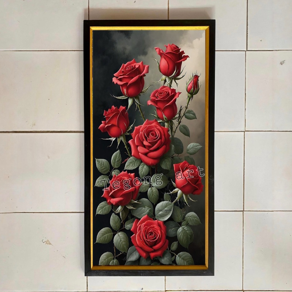 Jual Hiasan dinding lukisan cetak gambar bunga mawar simple plus ...