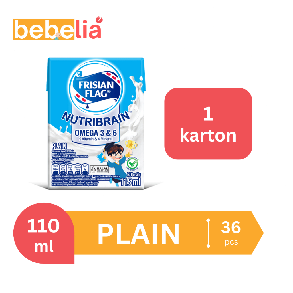 Jual Frisian Flag Omega Susu UHT Plain 110 ml 1 dus isi 36 pcs | Shopee ...
