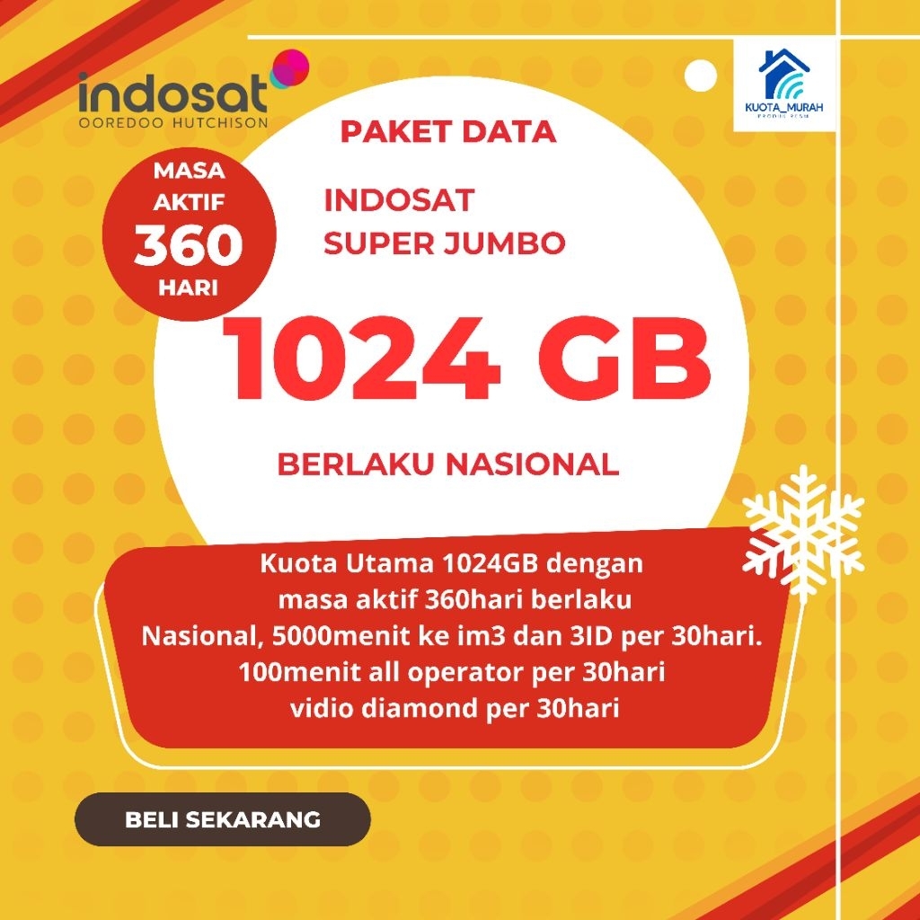 Jual isi ULANG PAKET DATA INDOSAT 1024GB KUOTA UTAMA AKTIF 1 TAHUN ...