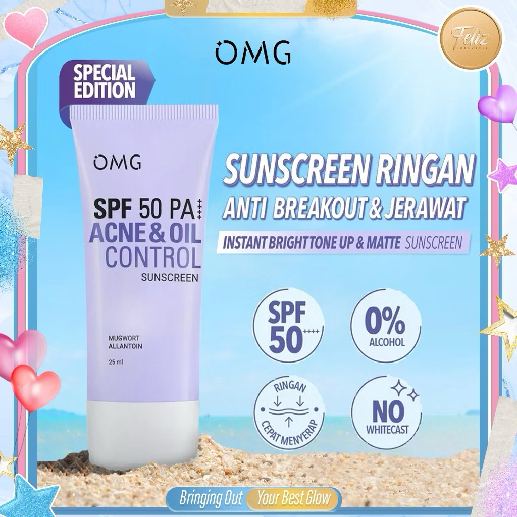 Jual OMG ACNE & OIL CONTROL SUNSCREEN SPF 50 PA ++++ 25ml | Shopee ...
