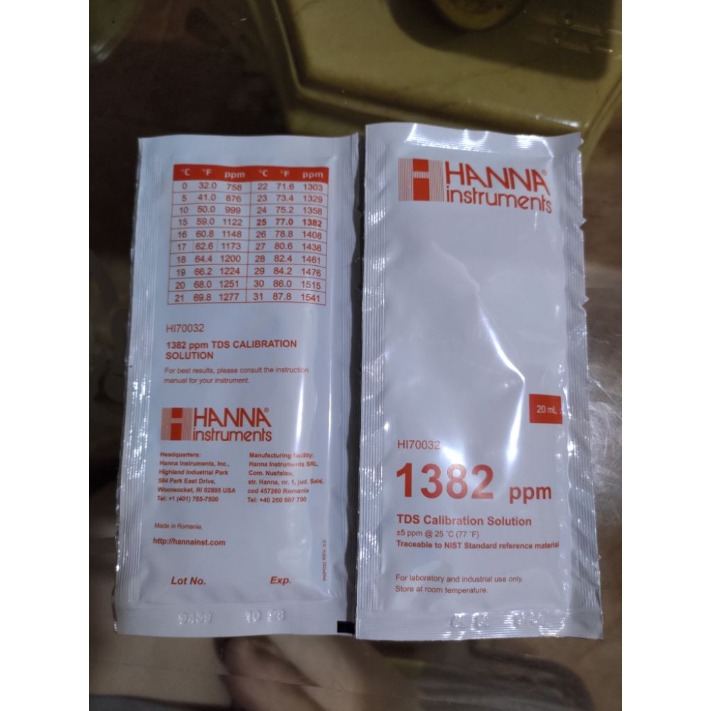 Jual hanna instrument HI70032 1382 ppm tds calibration solution 20ml ...