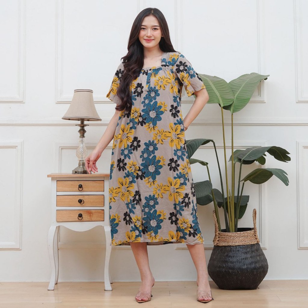 Jual Daster Wanita Lengan Pendek Motif Bunga Rayon Nyaman Dipakai ...