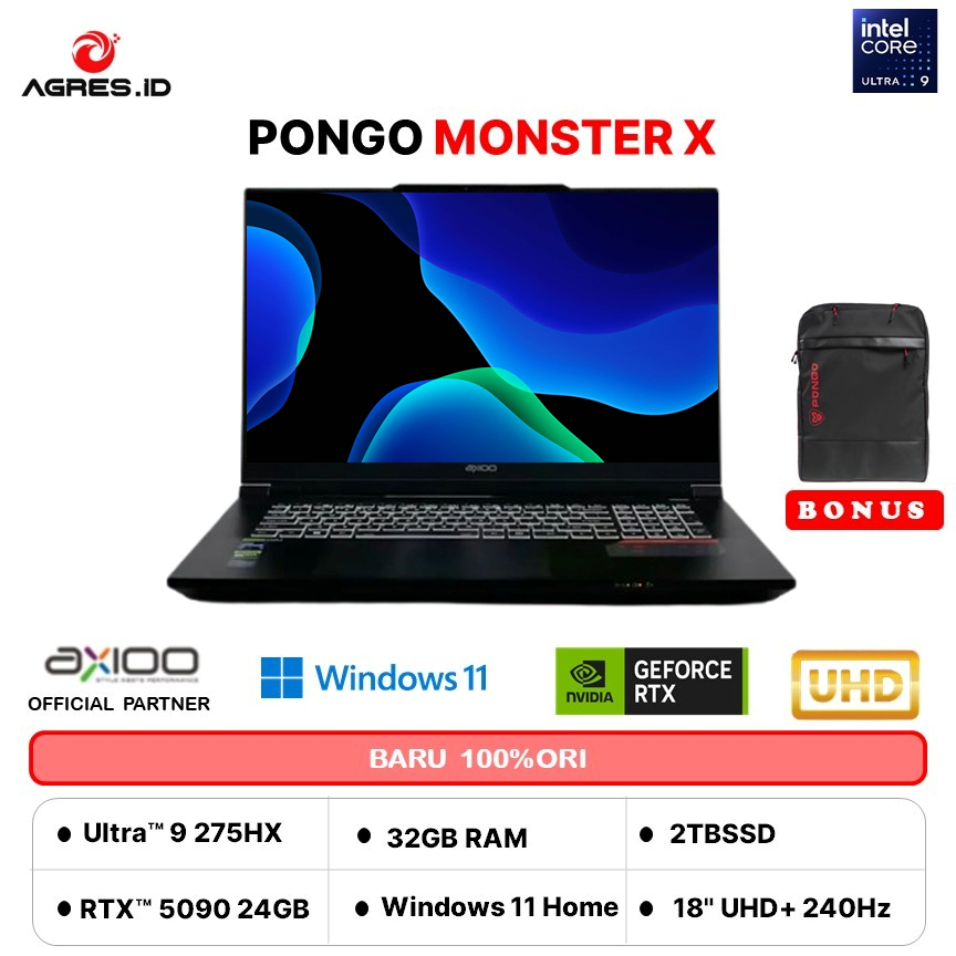 Jual NEW - AXIOO PONGO MONSTER X ULTRA 9 275HX RTX5090 24GB/ 32GB 2TB ...