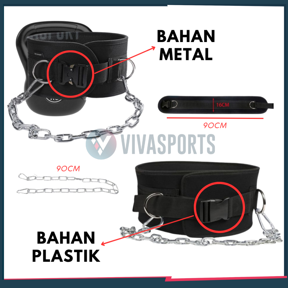 Jual VIVASPORTS – Weight Belt / Premium Dips Chain Dipping Belt / Sabuk ...
